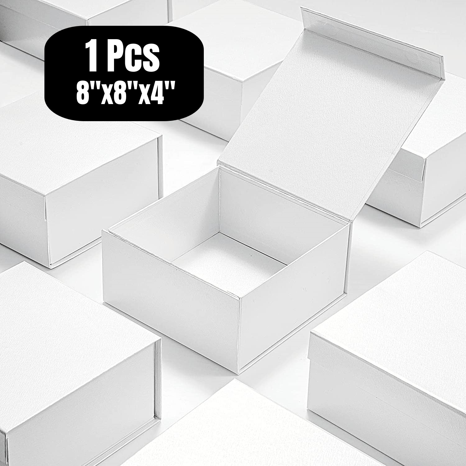 ACSTEP 8X8X4 Magnetic Gift Box,1PC Gift Box Magnetic Closure,White Gift ...