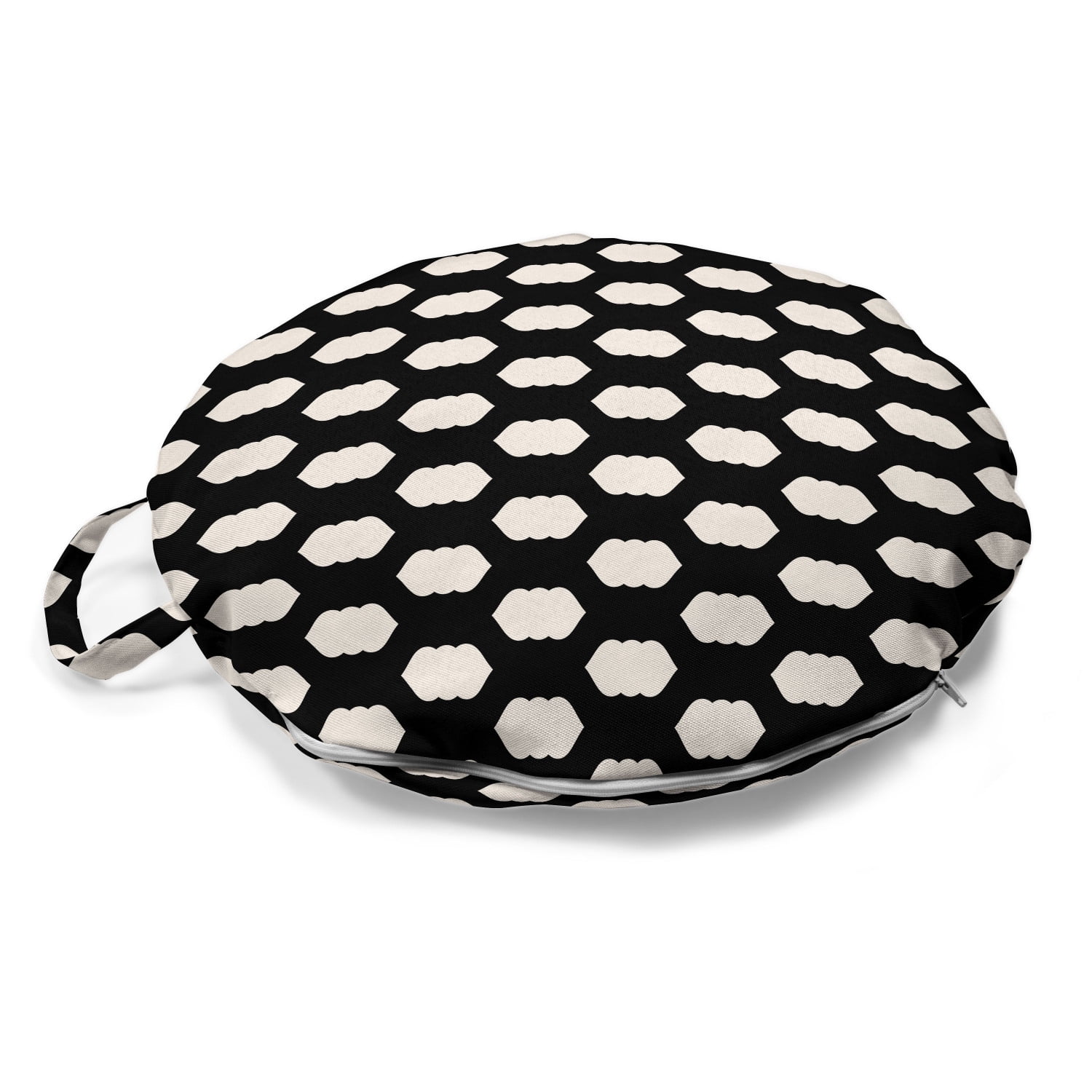 Geometric Round Floor Cushion with Handle, Curved Shapes Inspired in ...