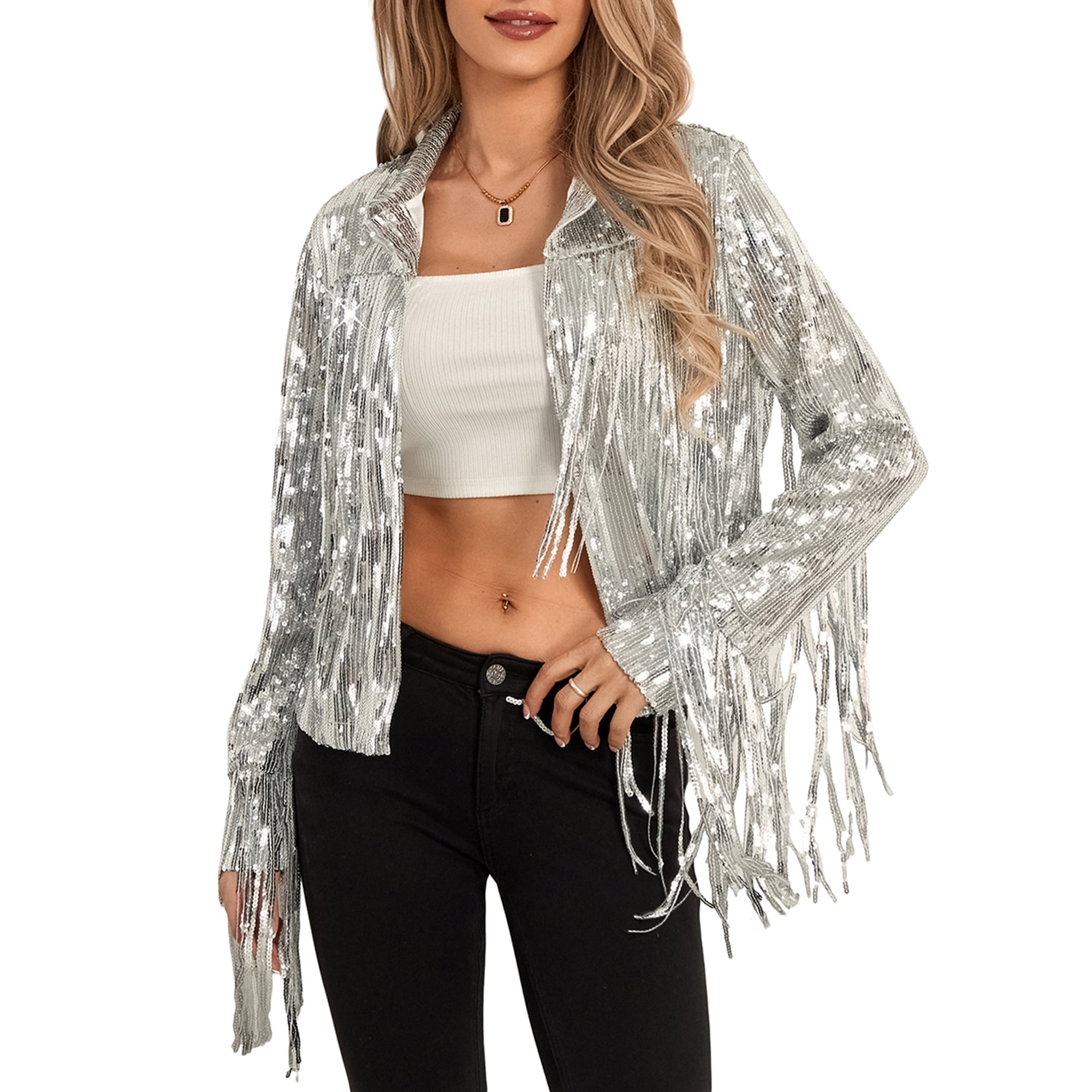 Click here for Gupgi Women Sparkly Sequins Jacket Shiny Glitter O... prices
