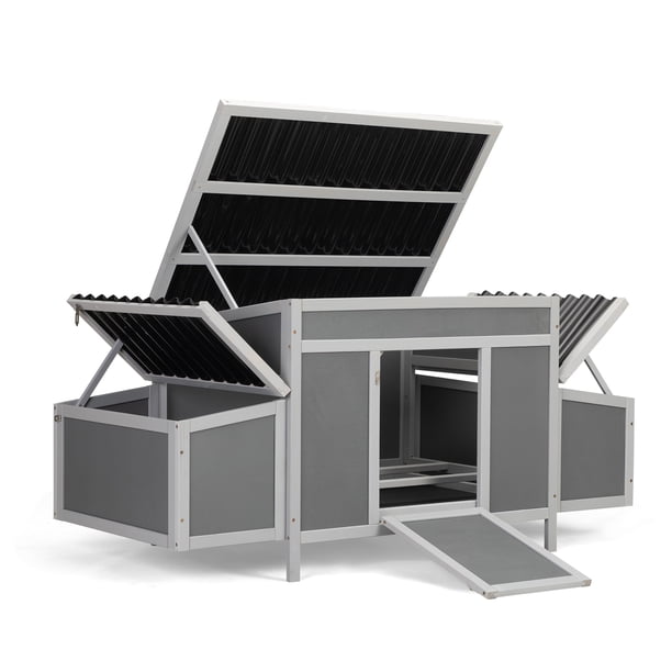 Pefilos 58" Wooden Chicken Coop Outdoor & Waterproof Guinea Pig Hutch ...