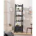 5-Tier Ladder Bookshelf with Removable Drawer, Rustic Wood & Metal ...