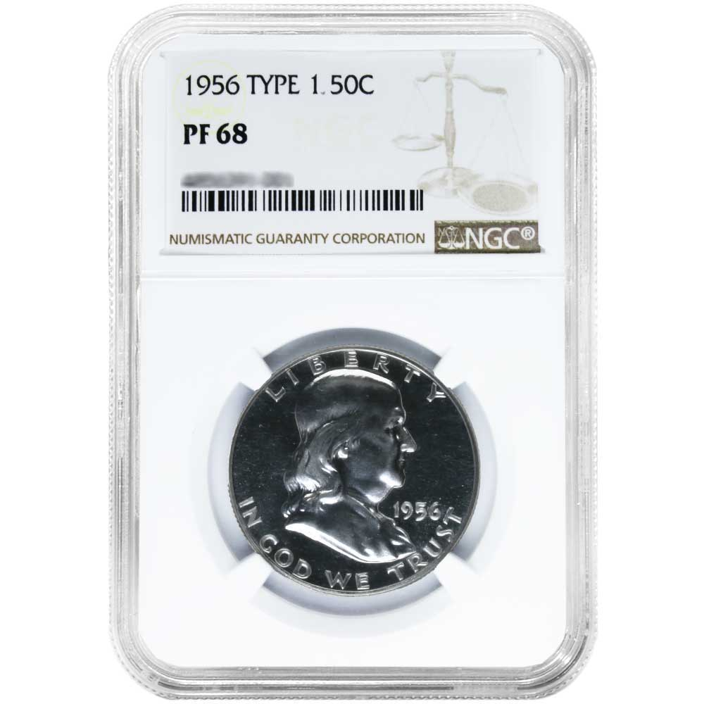1956 Type 1 Proof 50c Franklin Silver Half Dollar NGC PF68 Brown Label ...