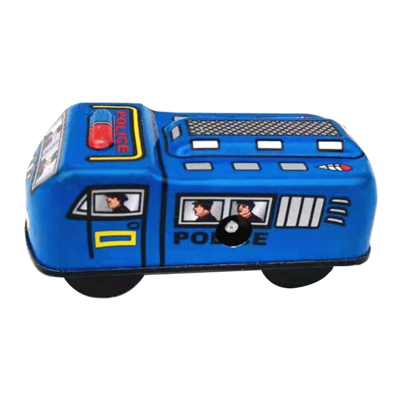 Blue Classic Police Car Tin Toy Collectible Clockwork Wind Up Toys for ...