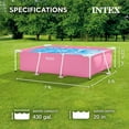INTEX 7ft x 23in Rectangular Metal Frame Above Ground Pool, Pink ...