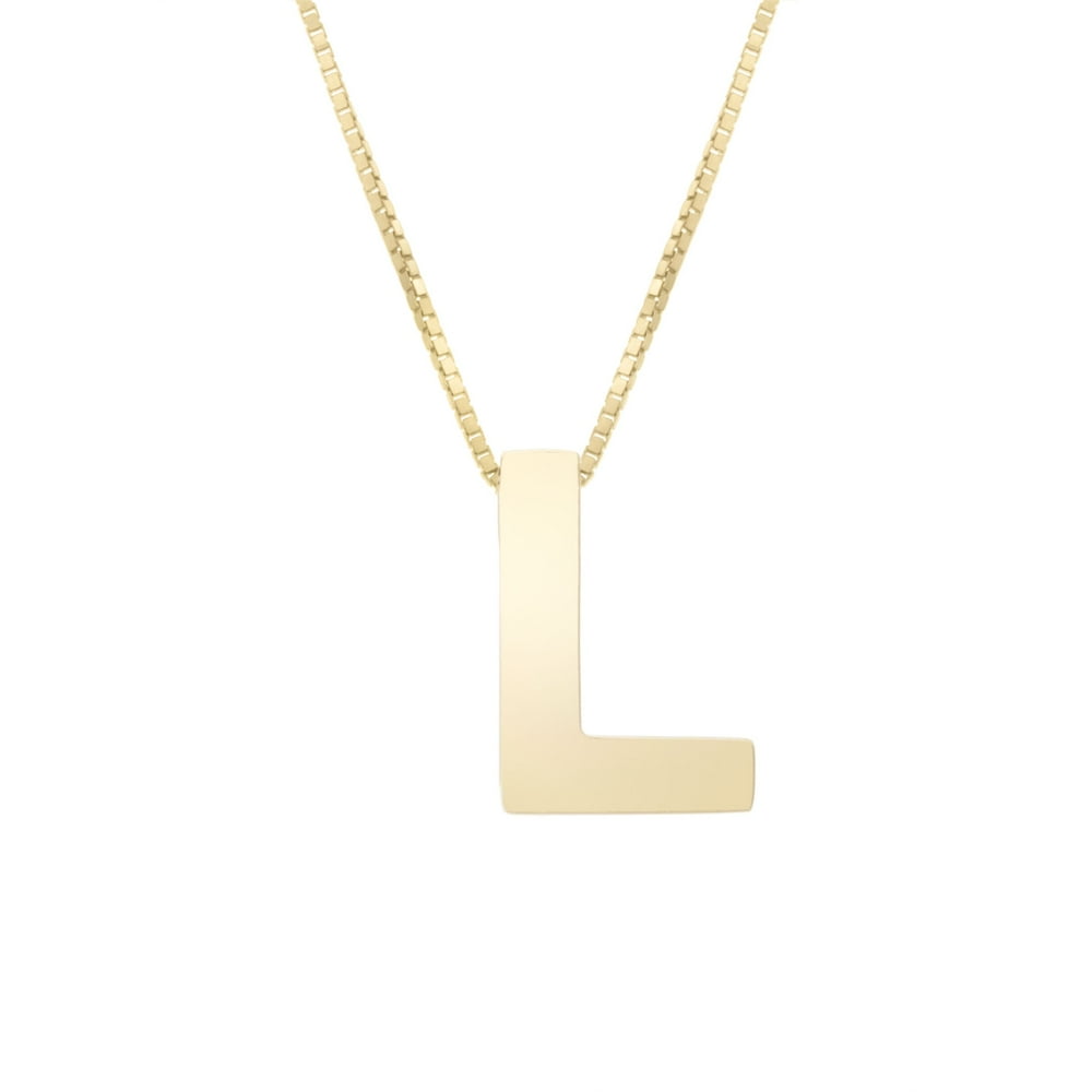 Jewelry Affairs - 14k Yellow Gold Initial Letter L Pendant Necklace, 18 ...