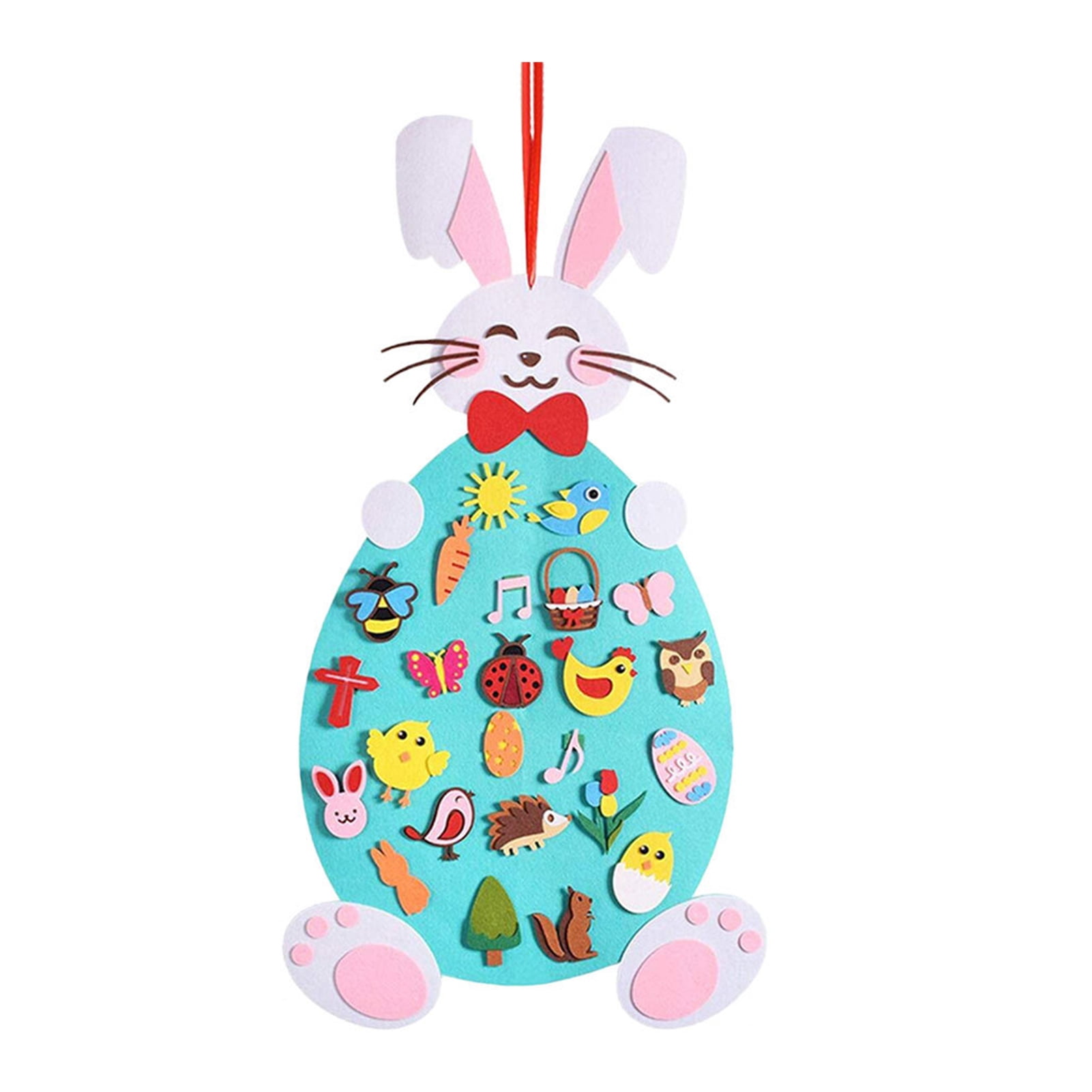 JIEMUCES Easter DIY Felt Rabbit Set Hanging Bunny Felt Craft Kits with ...