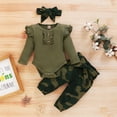 Newborn Baby Girl Clothes Baby Girl Outfits Long Sleeve Romper Top Camouflage Pants Headband ...