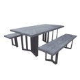 3-Piece Gray Contemporary Textured Outdoor Furniture Patio Picnic Set ...