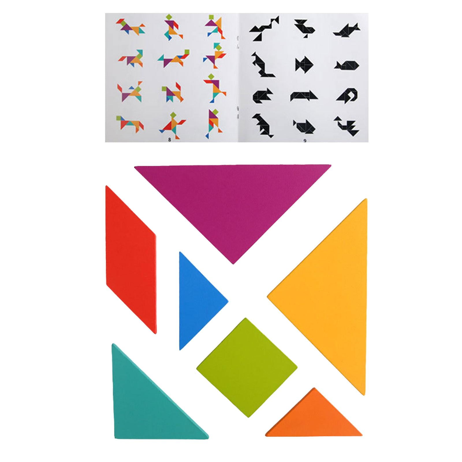 Juego de Bloques de patrón CUTICAT Tangram madera juguetes educativos ...