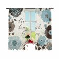 Blue Brown Flower Sheer Curtains for Living Room Bedroom, Laugh Love ...