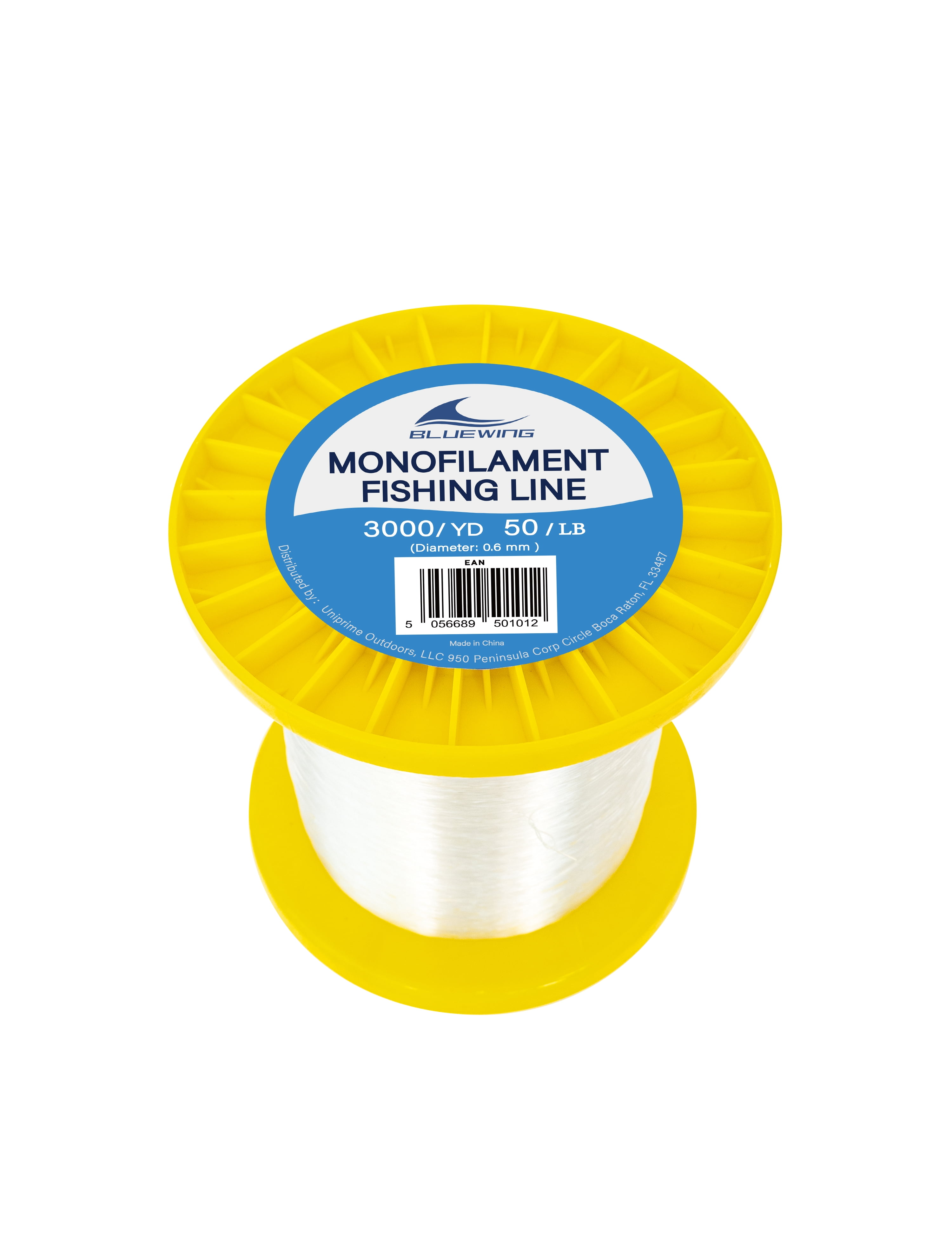 BLUEWING Monofilament Fishing Line 3000YD Clear Invisible Thin Diameter ...