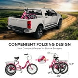 20" Folding Adult Tricycle Dual Chain Folding Trike for Adult Hot Pink ...