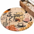 Bohemian Vintage Western Cowboy Hat Cactus Round Rug 5ft Wild West ...