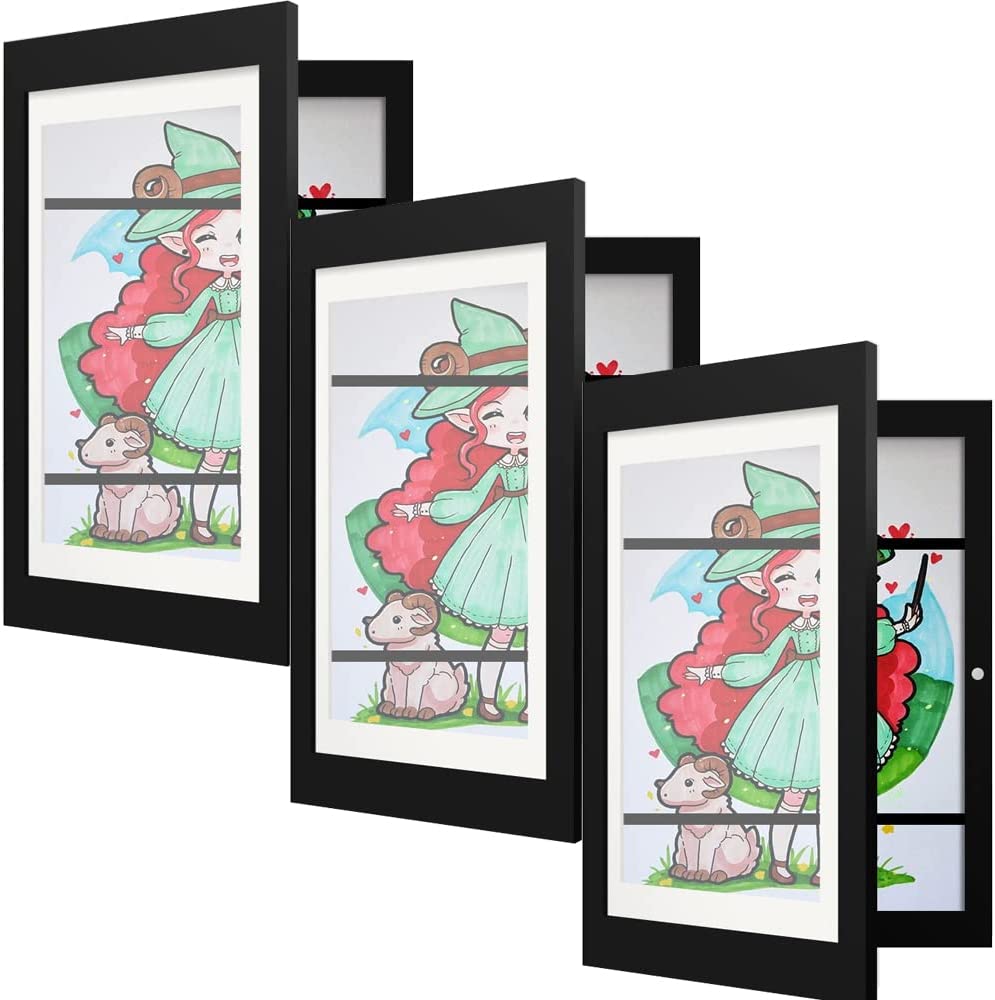 3PCS Kids Artwork Frames - Front Opening, Tempered Glass ...