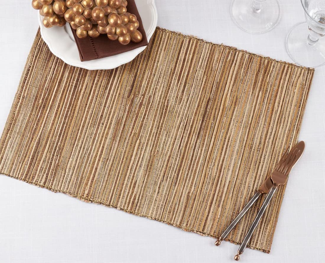 Fennco Styles Shimmering Woven Nubby Texture Water Hyacinth 14 x 20 ...