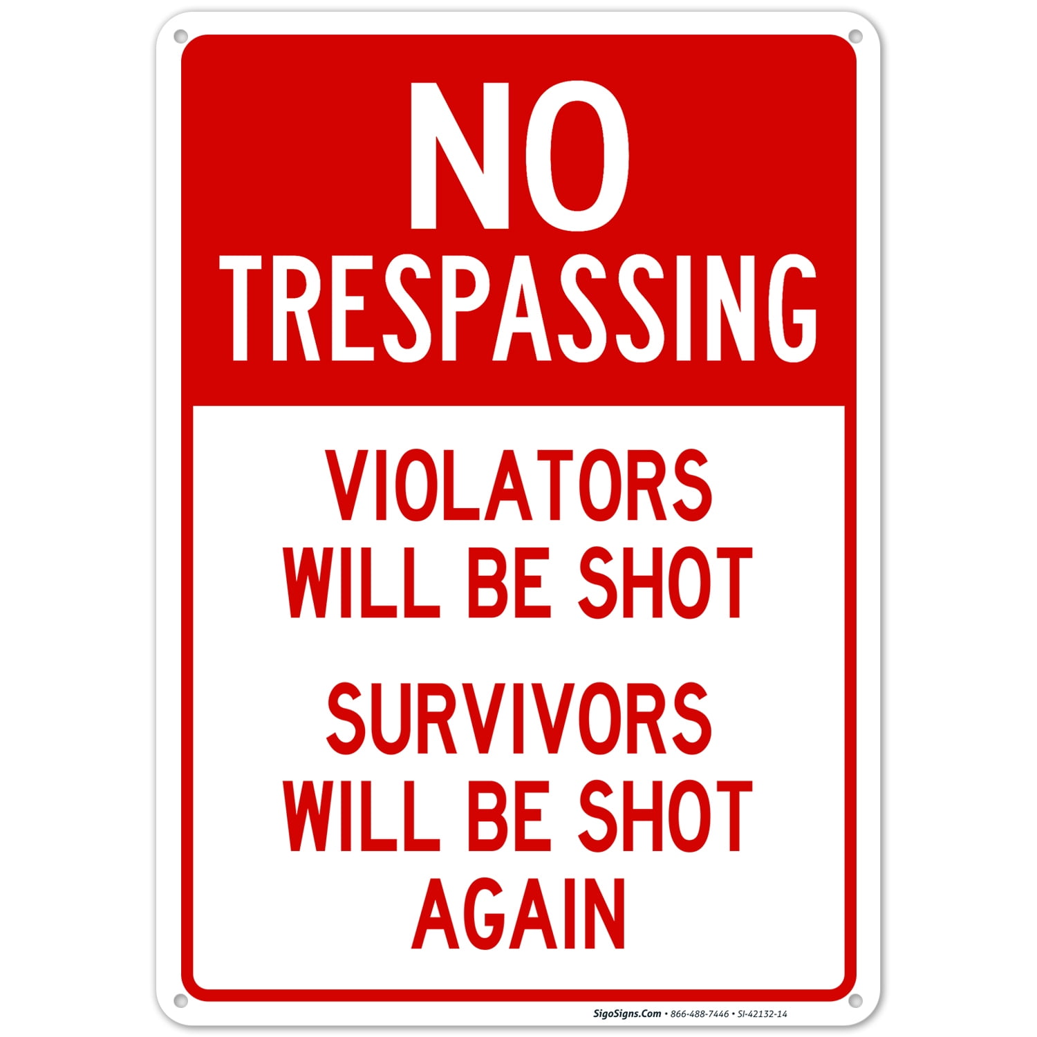 Violators Will Be Shot Sign, No Trespassing Sign, - Walmart.com