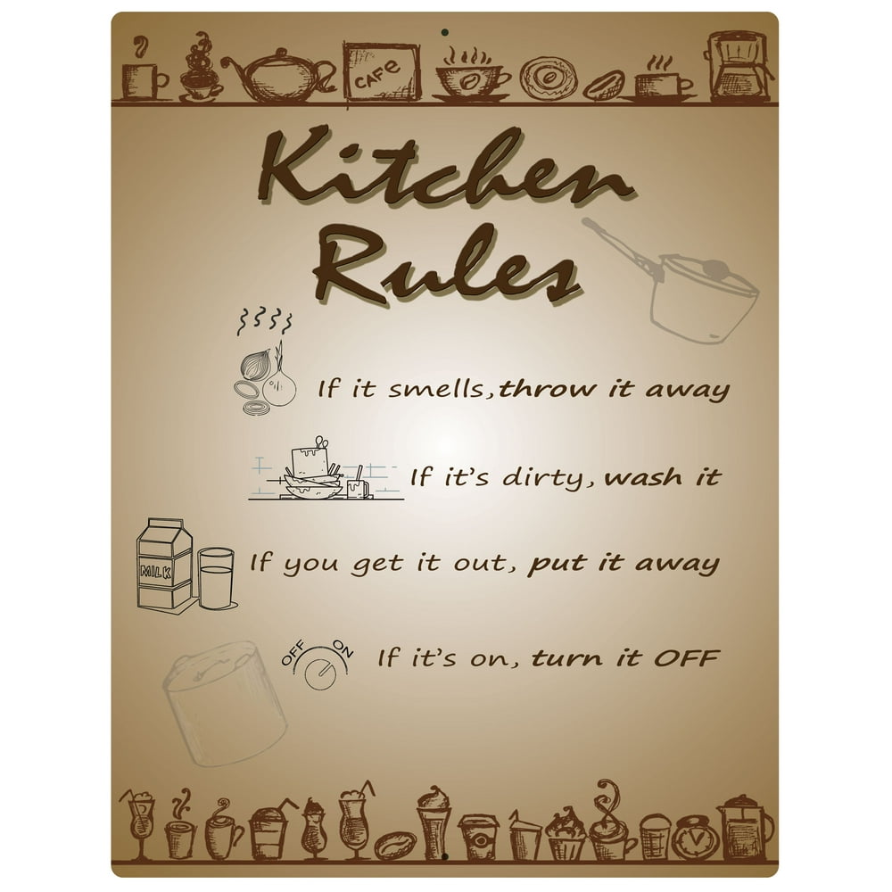 Aluminum Sign - Kitchen Rules - 12" x 9" - Walmart.com - Walmart.com