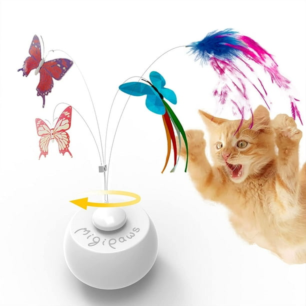 Migipaws Cat Toys Interactive Butterfly Feather Mice Spin with Smart ...