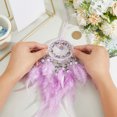1Pc Natural Gemstone Chips Woven Net/Web with Feather Hanging Ornaments ...