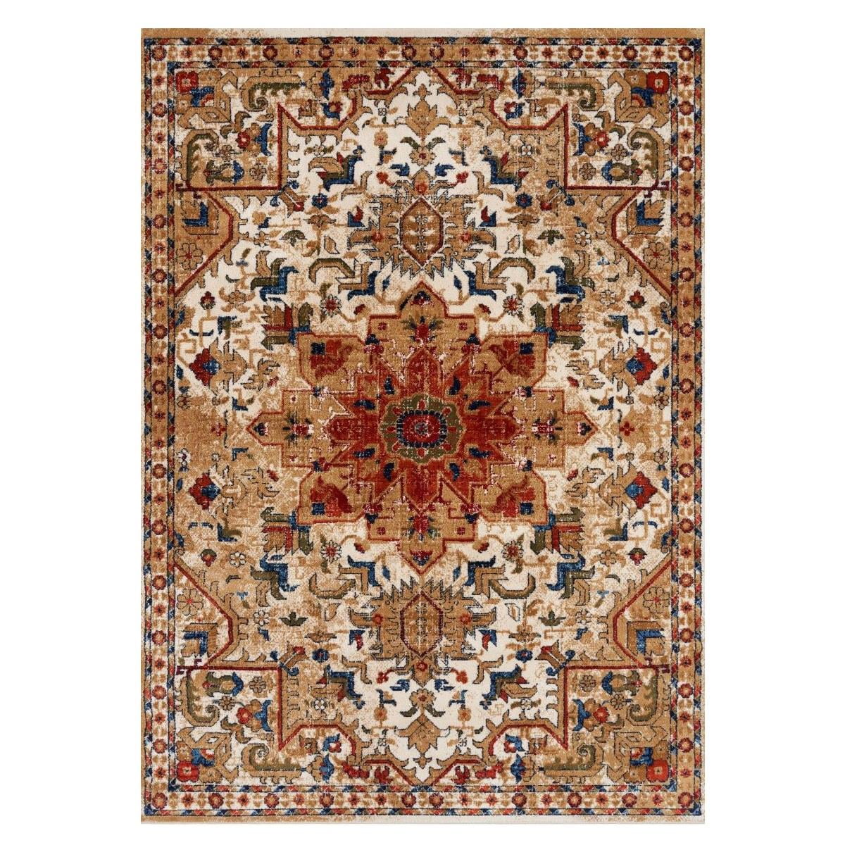 Luxe Weavers Ivory Oriental 8x10 Area Rug Stain Resistant Floral Carpet ...
