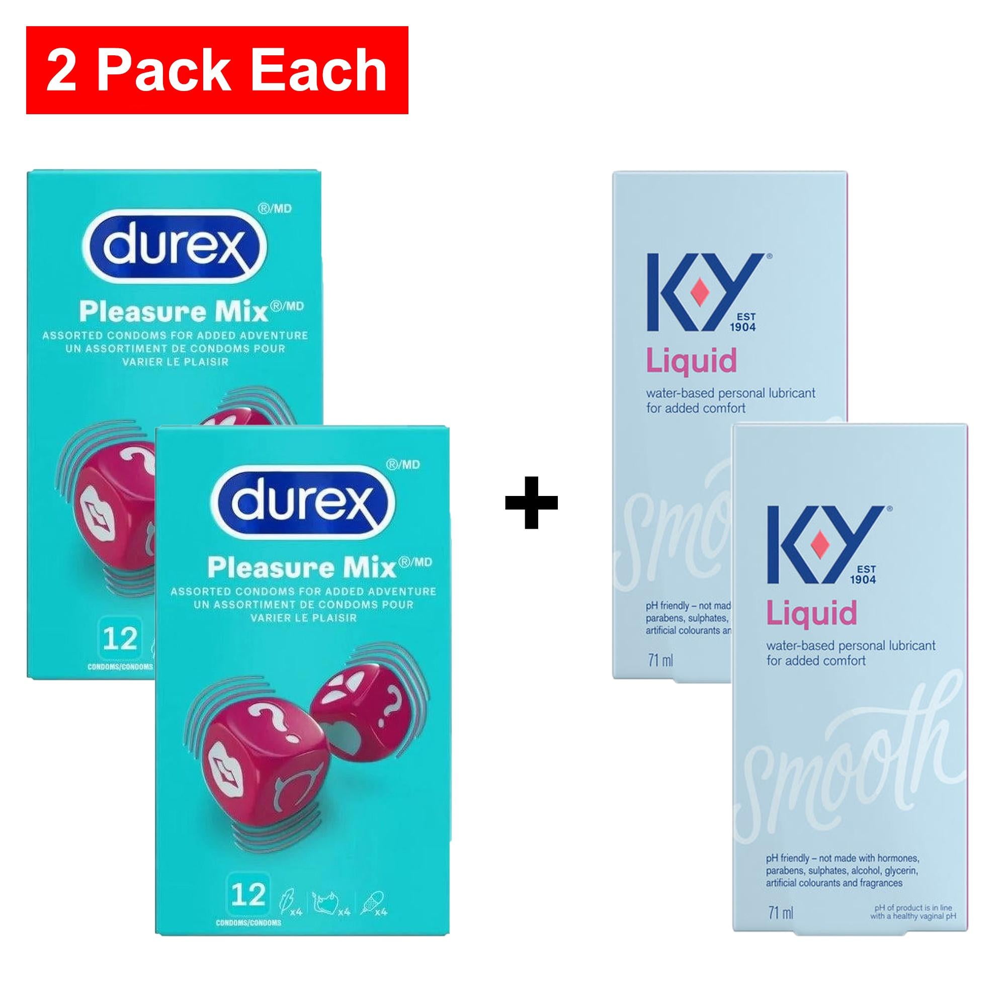 Durex Pleasure Mix Surtido 12 Preservativos + Lubricante Personal Sexual K-Y Jelly, 71 ml (2 ...