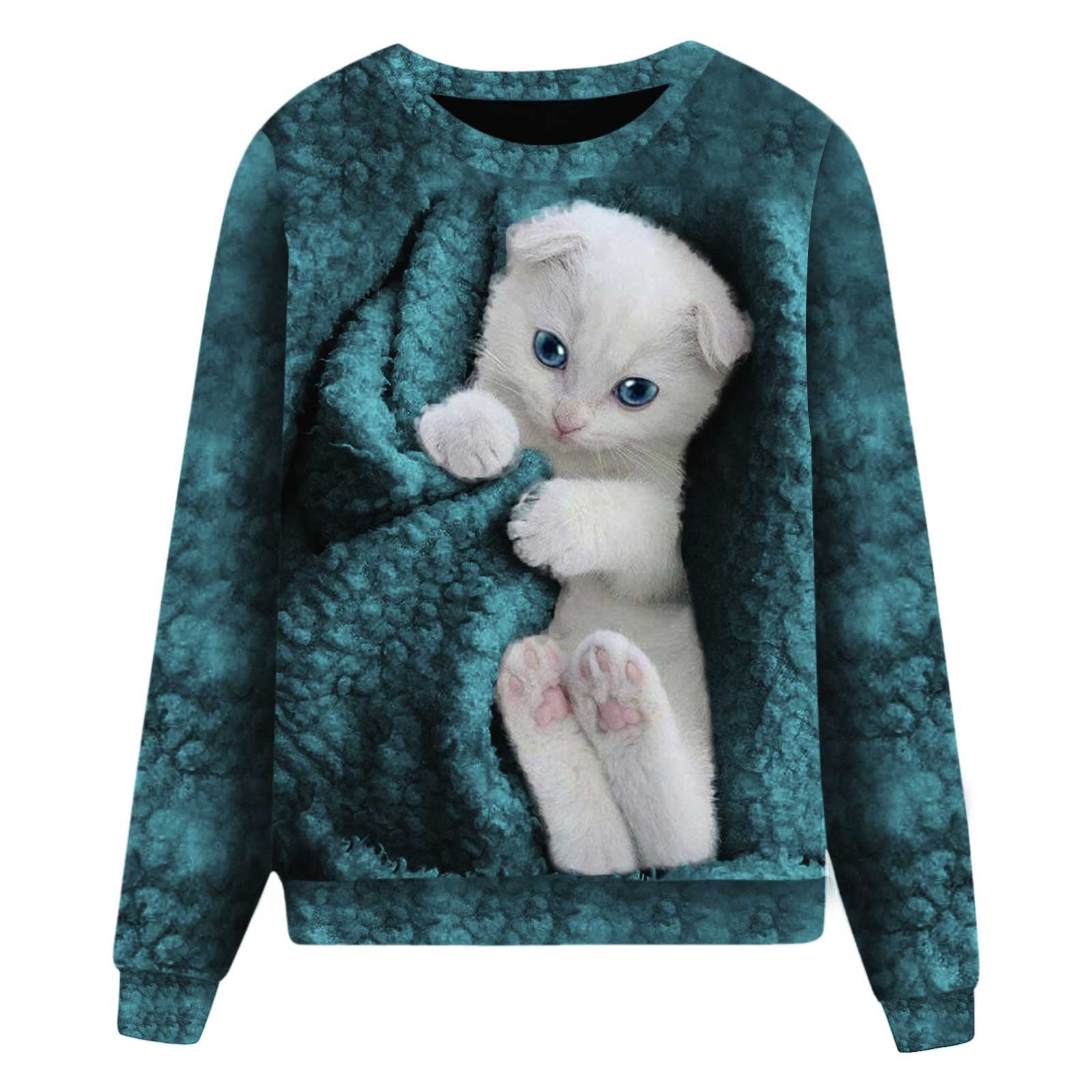 Click here for Zhangmingg Women Animal Casual Loose Fit Cute Cat... prices