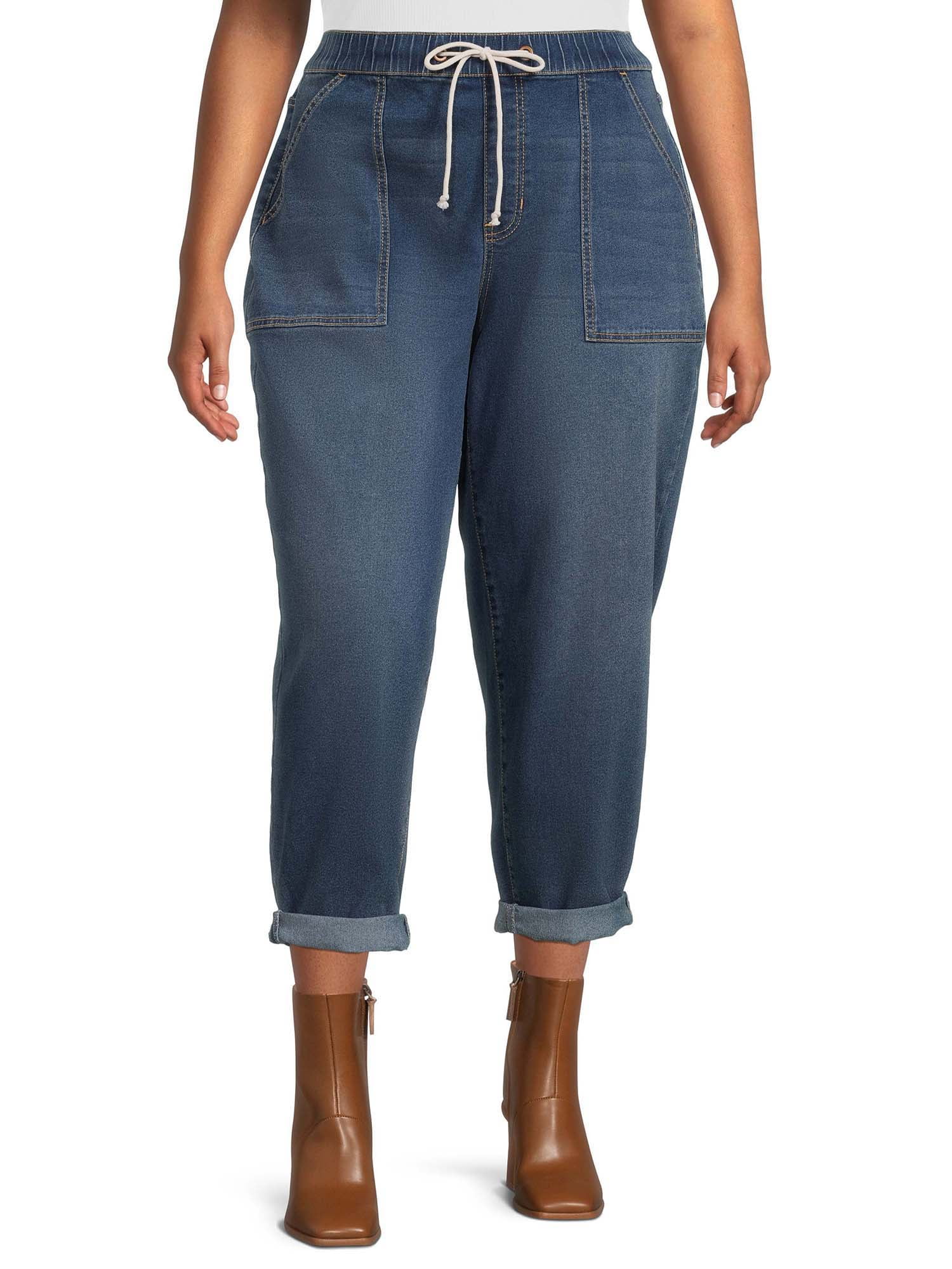 Terra & Sky Women's Plus Pull On Boyfriend Jeans - Walmart.com