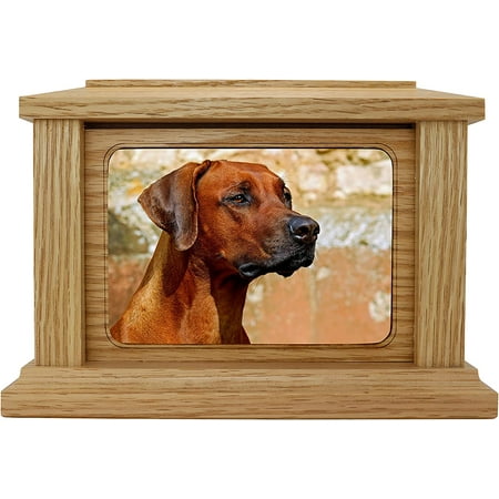 Midwest Oaks Pet Urn – Oak Cremation Urn with Cat or Dog Picture Frame ...