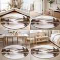 Abstract Mountain Area Rugs 5' (Round) Fog Brown Lake Landscape ...