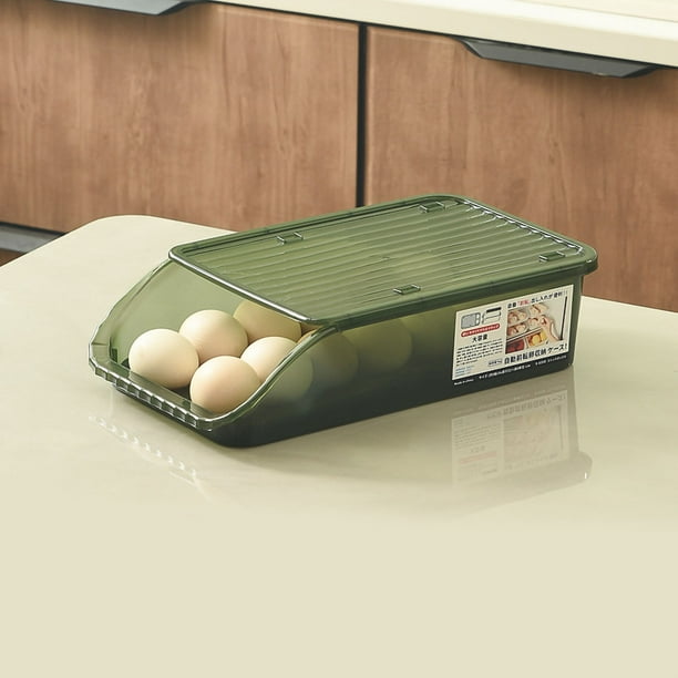 Egg Storage Box Plastic Automatic Rolling Transparent Thickened Grooved ...