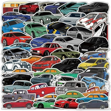 Kids Car Stickers, 50 Sheets Colorful Sticker Pack Vinyl Waterproof ...