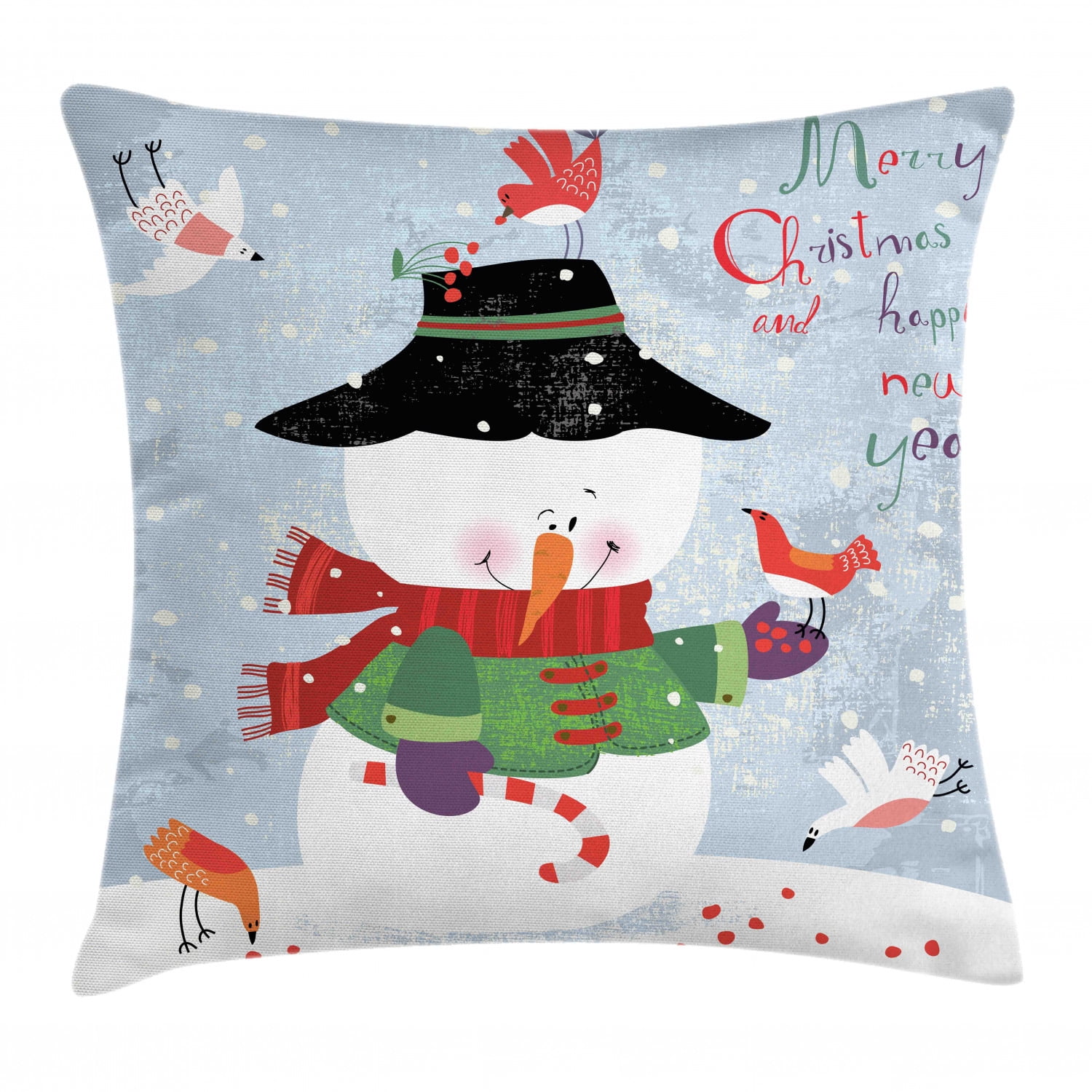 Snowman Throw Pillow Cushion Cover, Christmas and New Year Theme Lovely ...