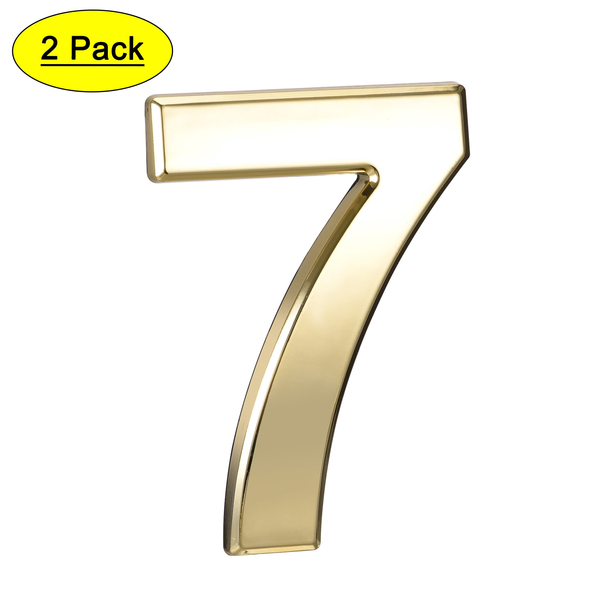 Uxcell 3.94" ABS Plating Self Adhesive House Number 7 Gold Tone 2 Pack ...