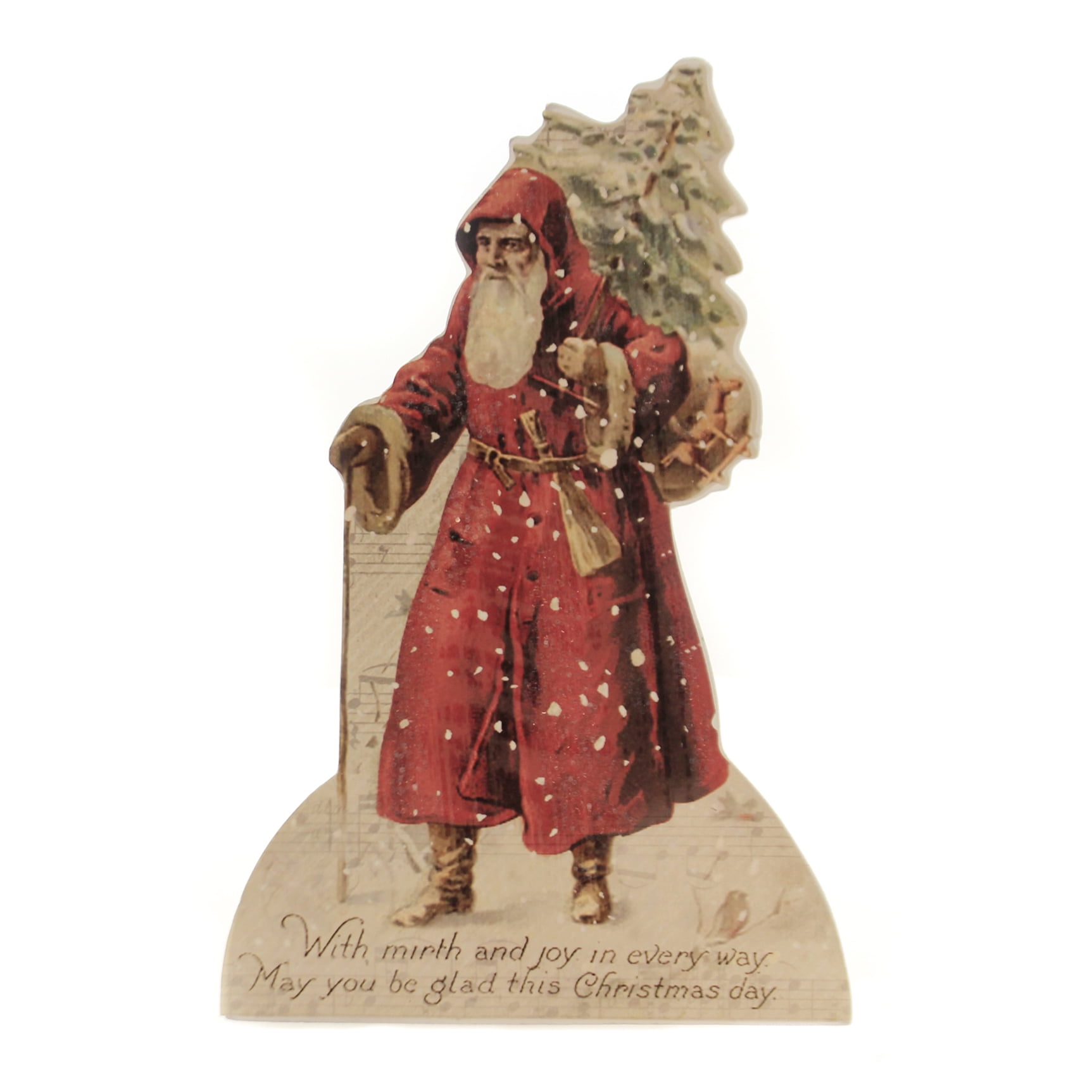 Christmas VINTAGE SANTA DUMMY BOARD Wood Winter Snow Forest Tree Rl7347 ...