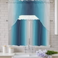 Dark Blue Grey Ombre 3 Pieces Swag Kitchen Curtains Set, Modern ...