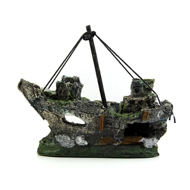 CAROOTU Aquarium Shipwreck Decoration Resin Sinker Special Fish Tank ...