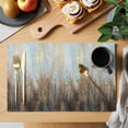 Brown Blue Gradient Cotton Linen Placemats Set of 8, Modern Abstract ...