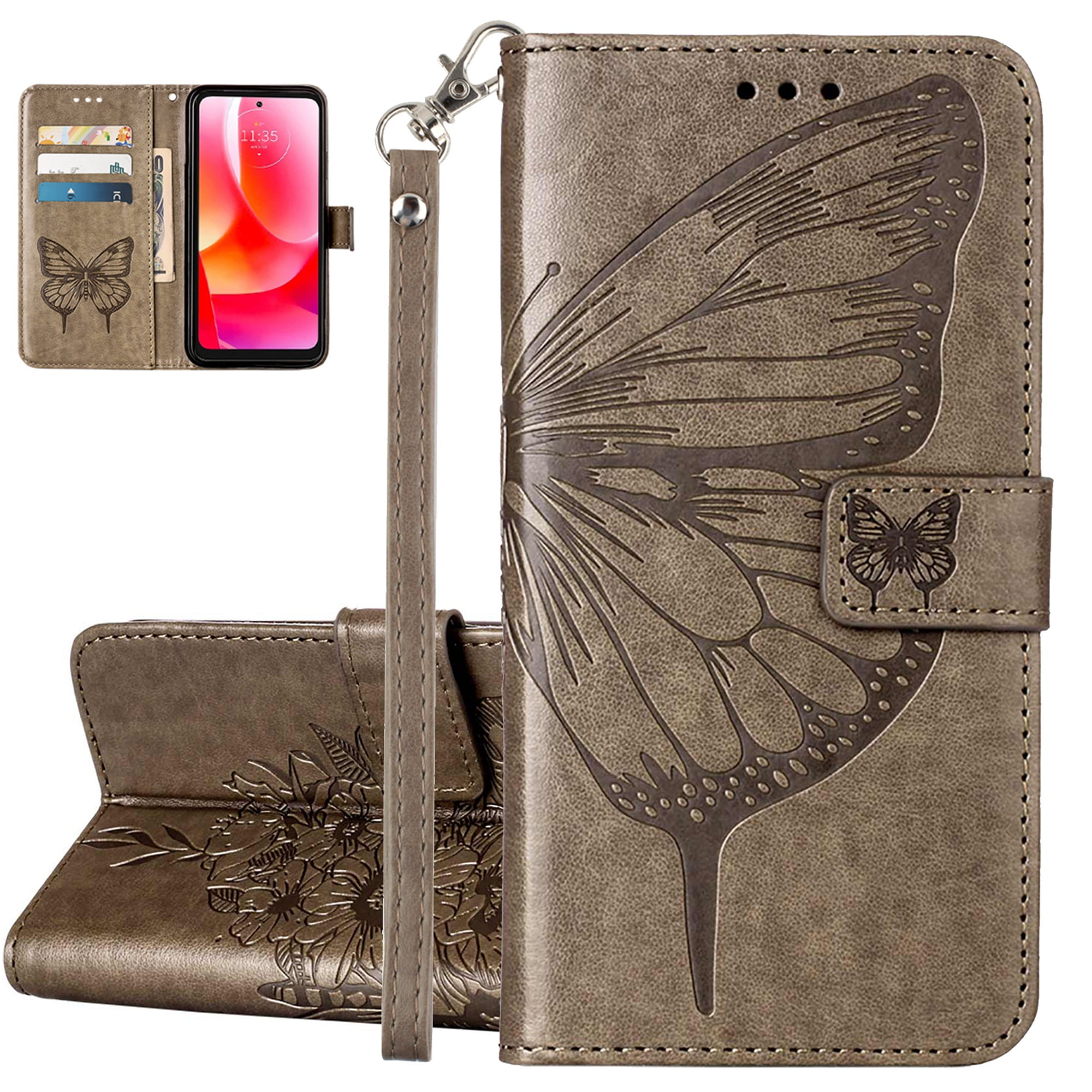 ELEHOLD for Google Pixel 6 Pro Case Wallet with Wrist Strap, Butterfly ...