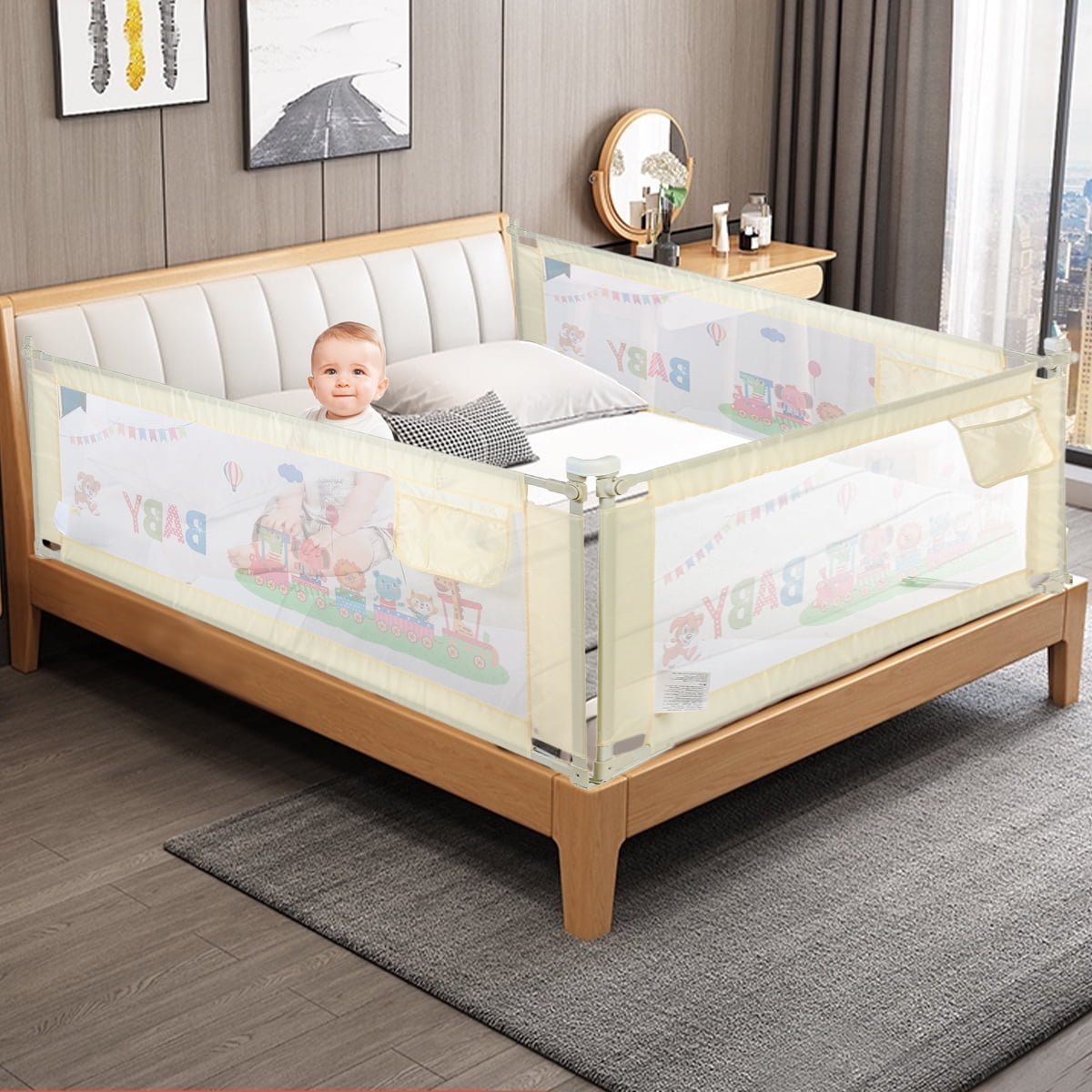Foldable Crib Rail Guard for Baby Bed Fence Safety Gate Baby Barrier ...