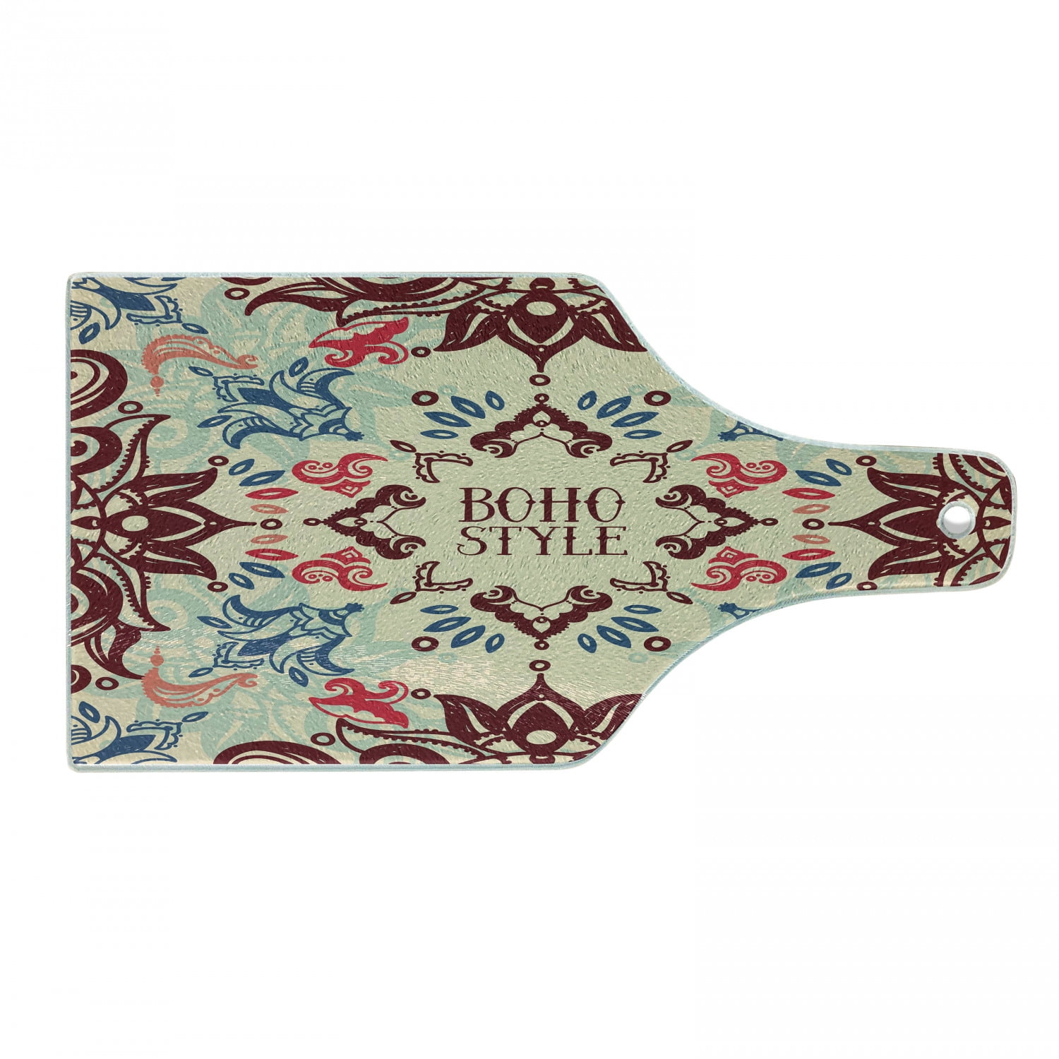 Flower Cutting Board, Ornate Floral Vivid Traditional Boho Style ...
