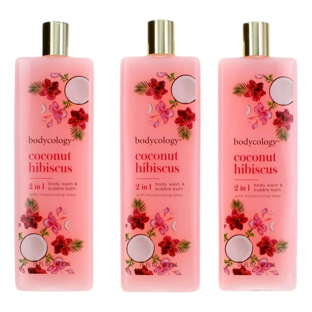 Coconut Hibiscus By Bodycology 3 Pack 16oz 2 In 1 Body Wash And Bubble