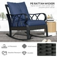 Outsunny 2 Piece Outdoor Wicker Rocking Chairs with Cushions, Blue ...