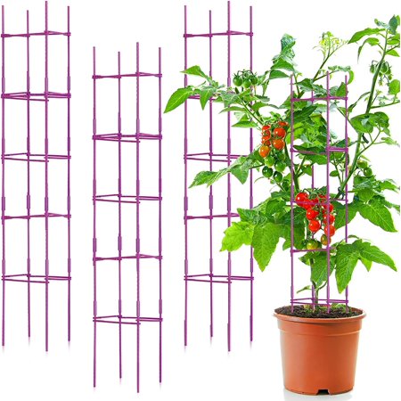 4 Pack 6.5ft Tomato Cages Garden DIY Assembled Tomato Plant Stakes ...