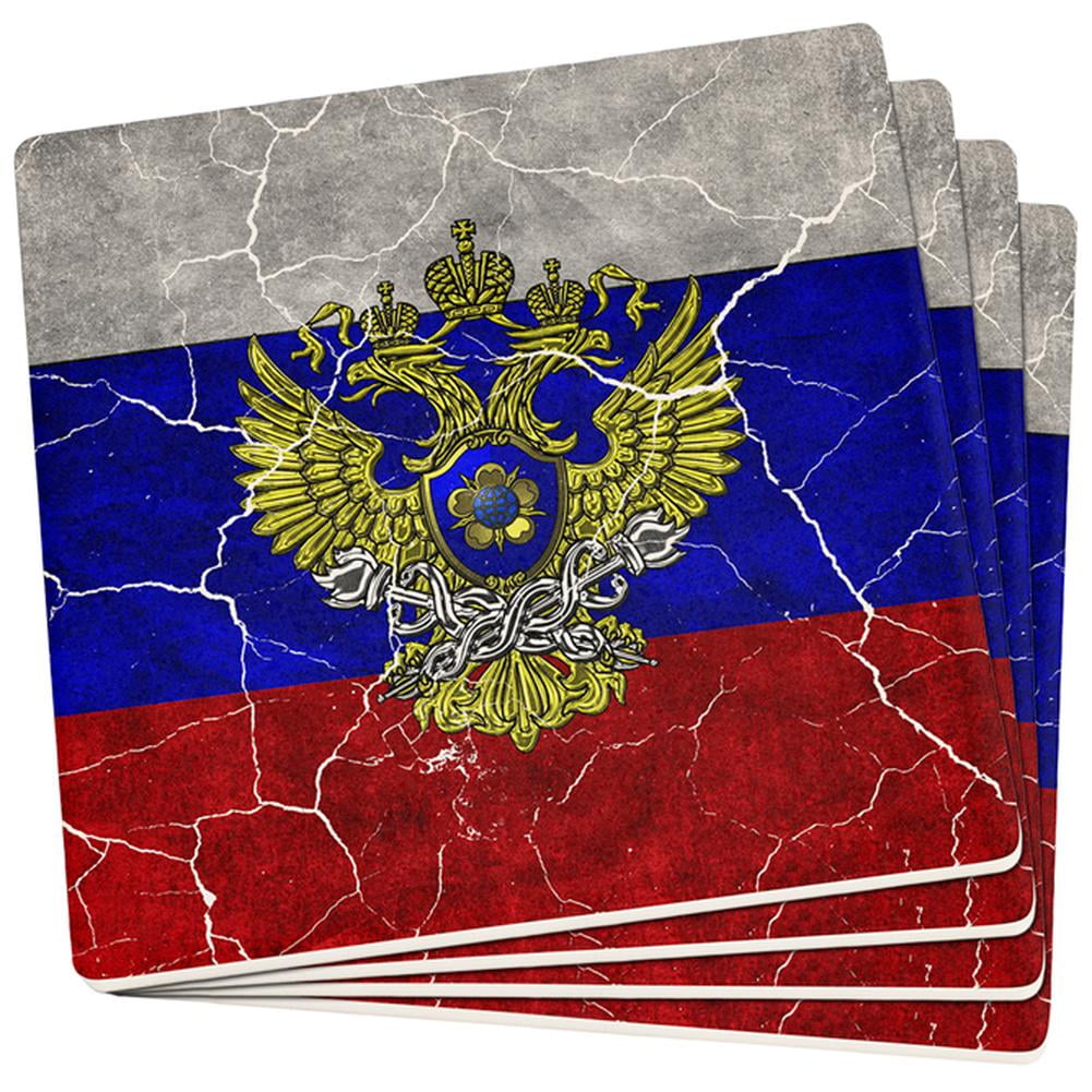 Distressed Russian Imperial Flag Set of 4 Square Sandstone Coasters ...