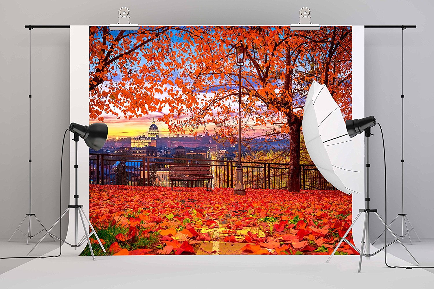 ZHANZZK 7x5ft Autumn Scenery Backdrops Red Yellow Tree Leaves and ...