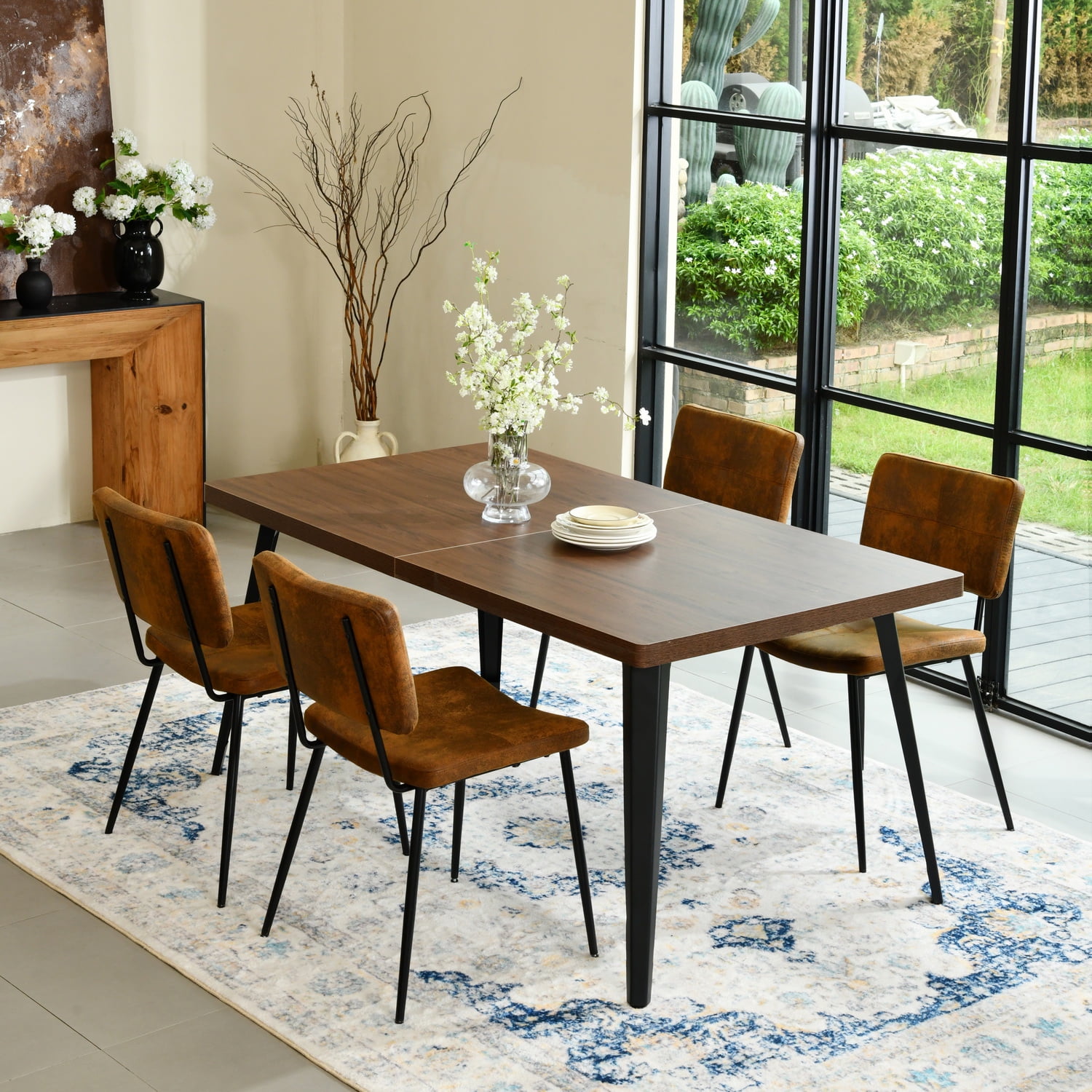 Click here for Homy Casa 5 Pieces Modern Dining Set With Faux Sue... prices