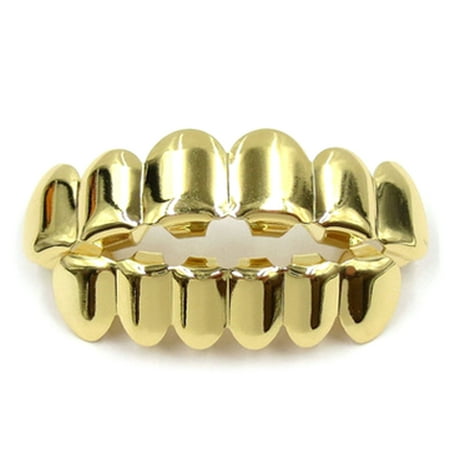 Gold Plated Hip Hop Teeth Top & Bottom Teeth Grills Gangster | Walmart ...