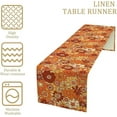 Boho Floral Table Runner, Vintage 70s Hippie Bright Orange Flowers ...
