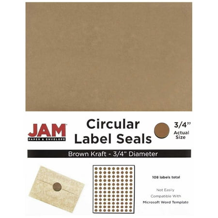 JAM Circle Label Sticker Seals, 0.75 Inch Diameter, Brown Kraft, 108 ...