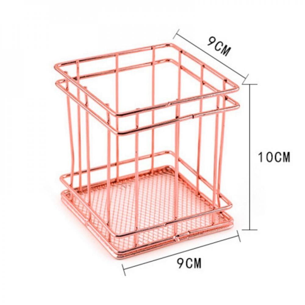 High Specification Wrought Iron Storage Basket Rose Gold Storage Box ...